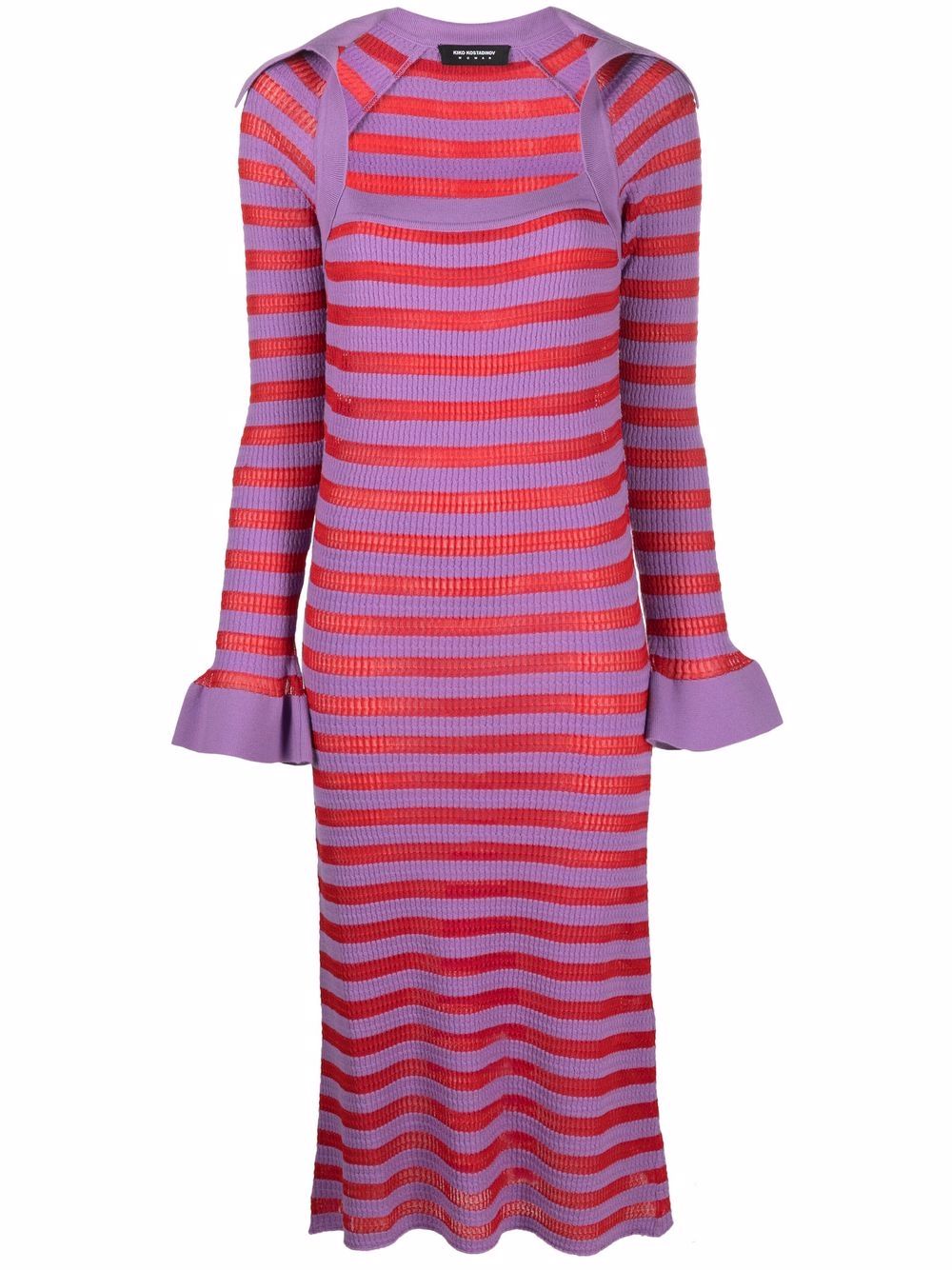 long sleeve off the shoulder knitted dress Black Ribbed Knit Off Shoulder Side Slit Sweater Dress main image 0