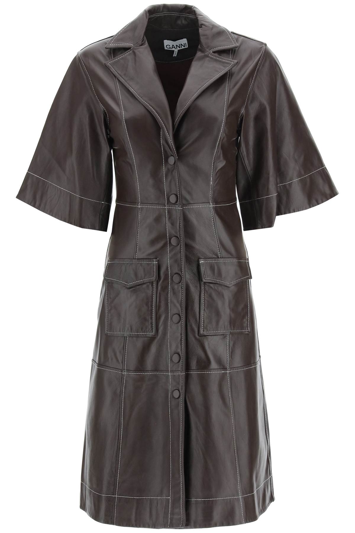 ganni brown leather dress Buy - At 76% Off Ebay
