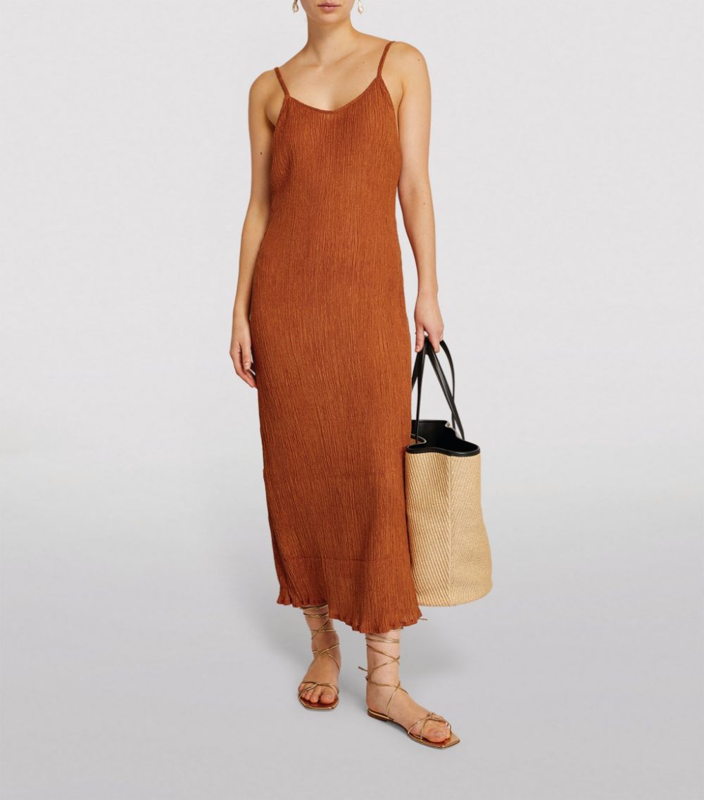 savannah morrow andria floral-print silk and bamboo-blend crepon midi dress Savannah Morrow Silk-Bamboo Andria Dress In Orange - 33% Off