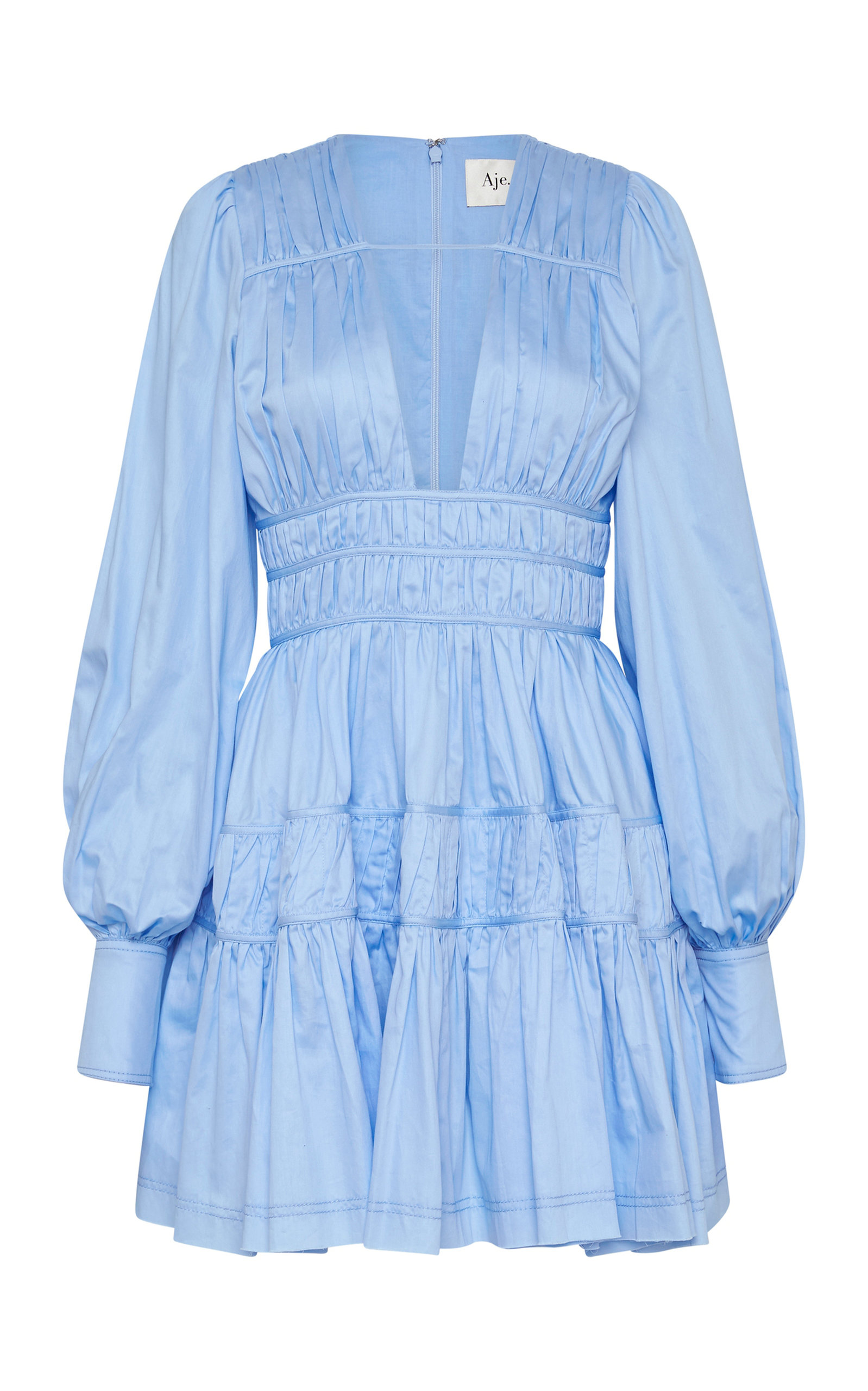 Aje Fallingwater Gathered Mini Dress Blue/White Only - Blue,White |  Editorialist