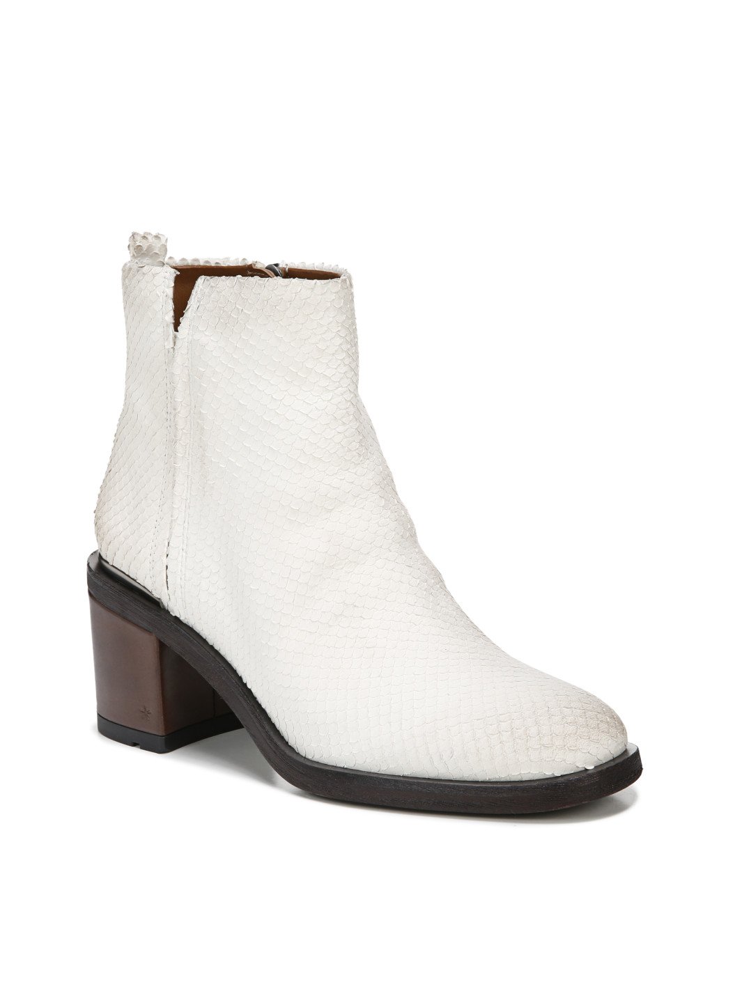 white snakeskin bootie
