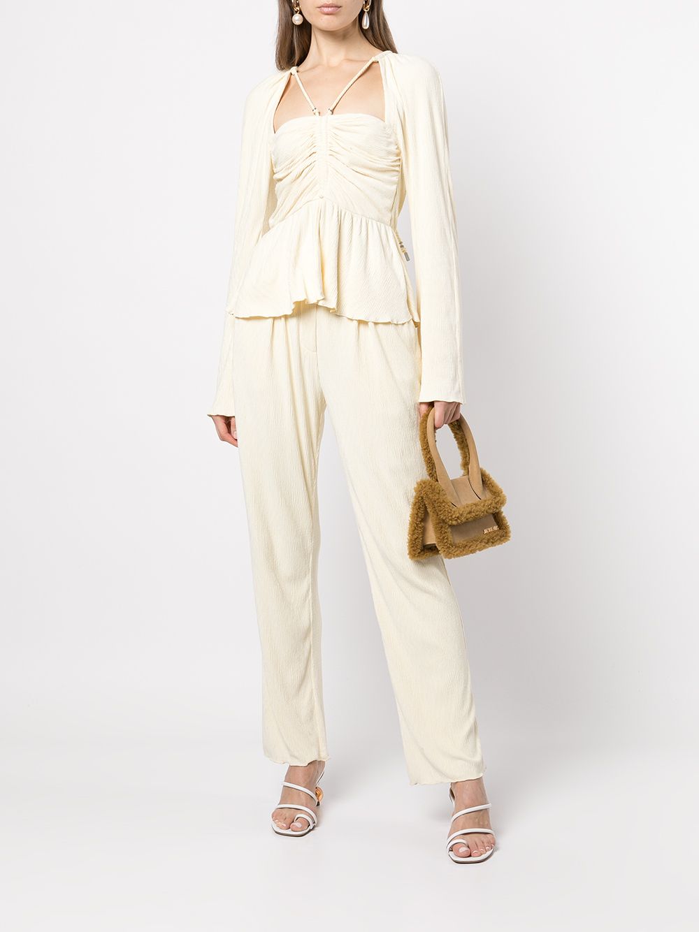 SIMKHAI Simkhai Plissé Straight-Leg Trousers