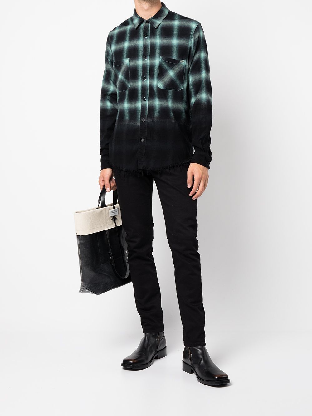 AMIRI dip dye shadow fringed shirt