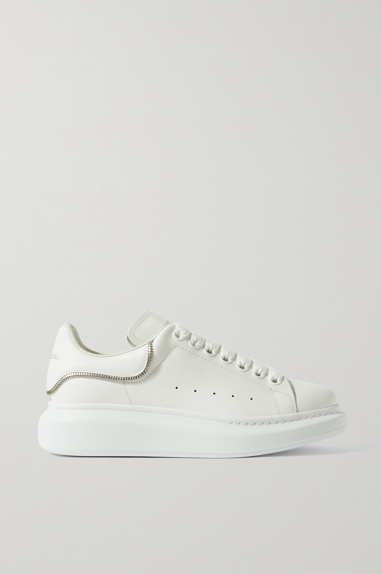 Alexander Mcqueen Zip-Detailed Leather Exaggerated-Sole Sneakers