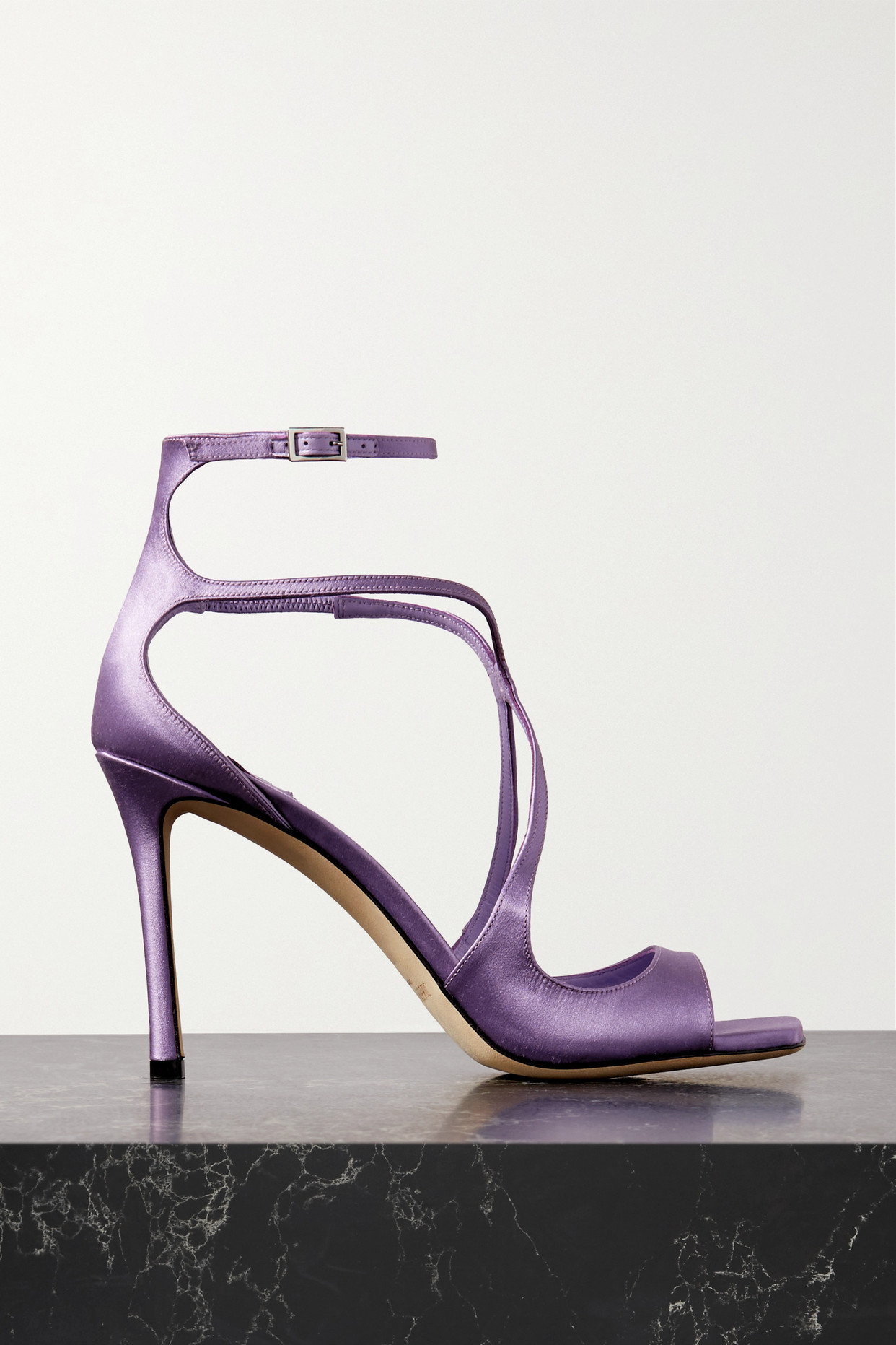 Jimmy Choo Azia 95 Satin Sandals In Purple - 30% Off | Editorialist