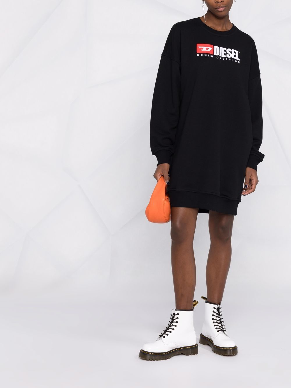 Diesel® Logo-Embroidered Sweatshirt Dress - Black