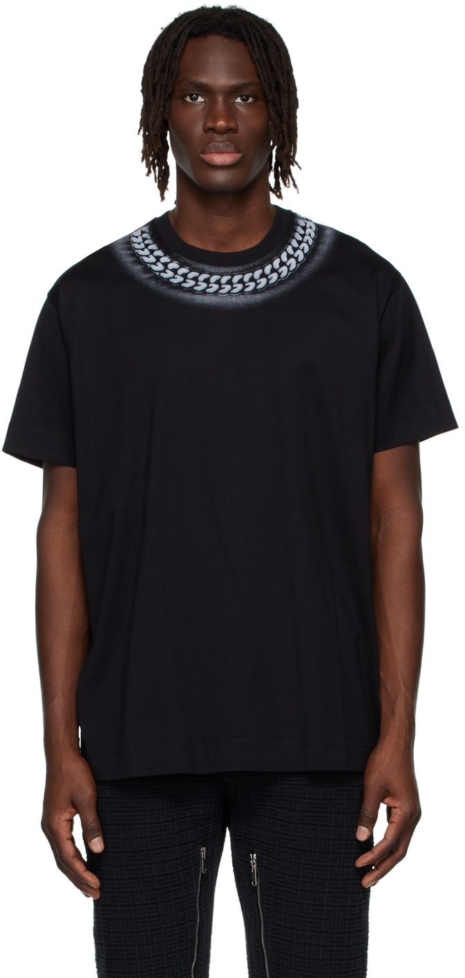 Givenchy Black Chito Edition Embossed Chain T-Shirt In 001-Black 
