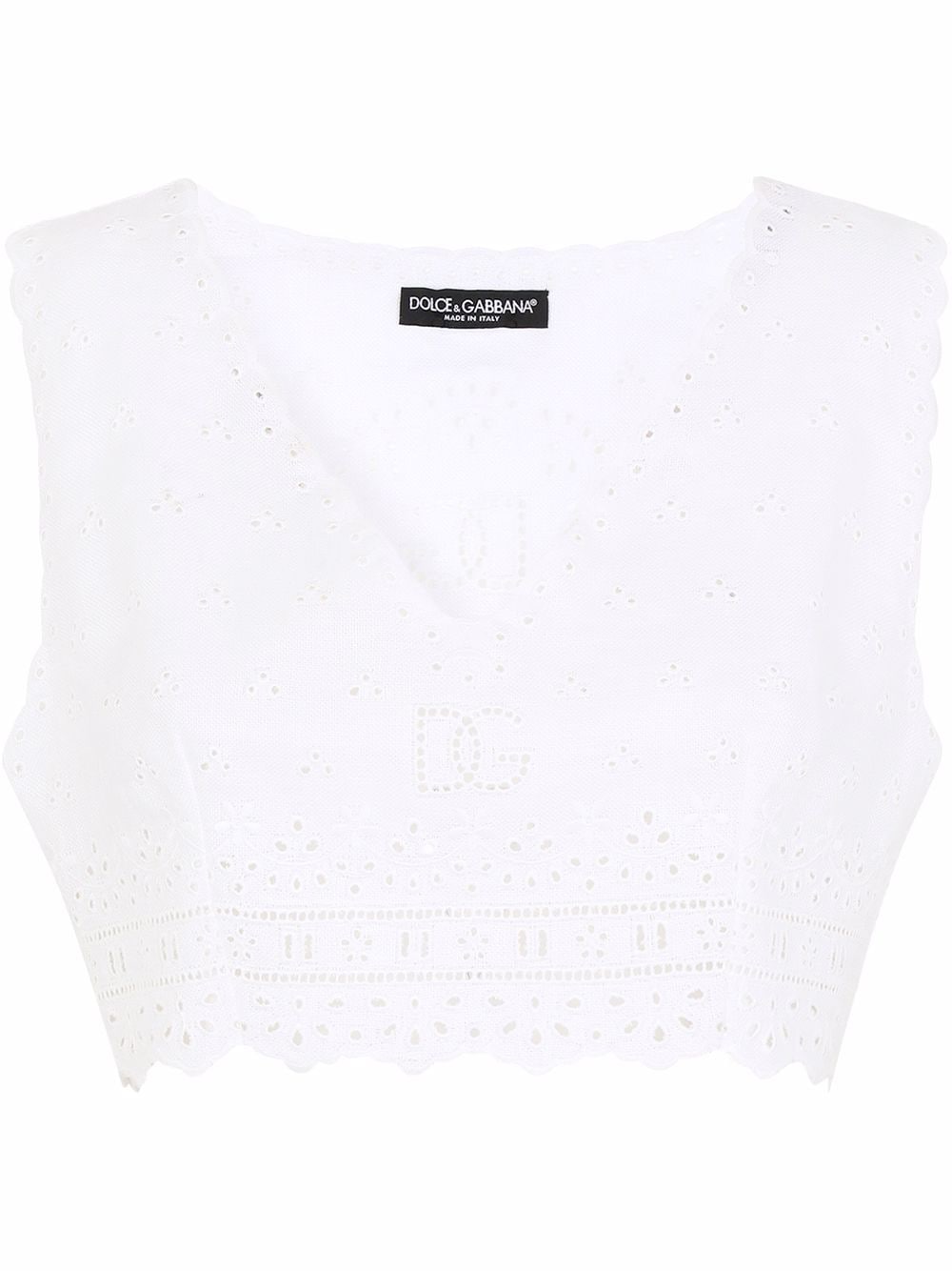 DOLCE & GABBANA Dolce & Gabbana Embroidered Linen Crop Top