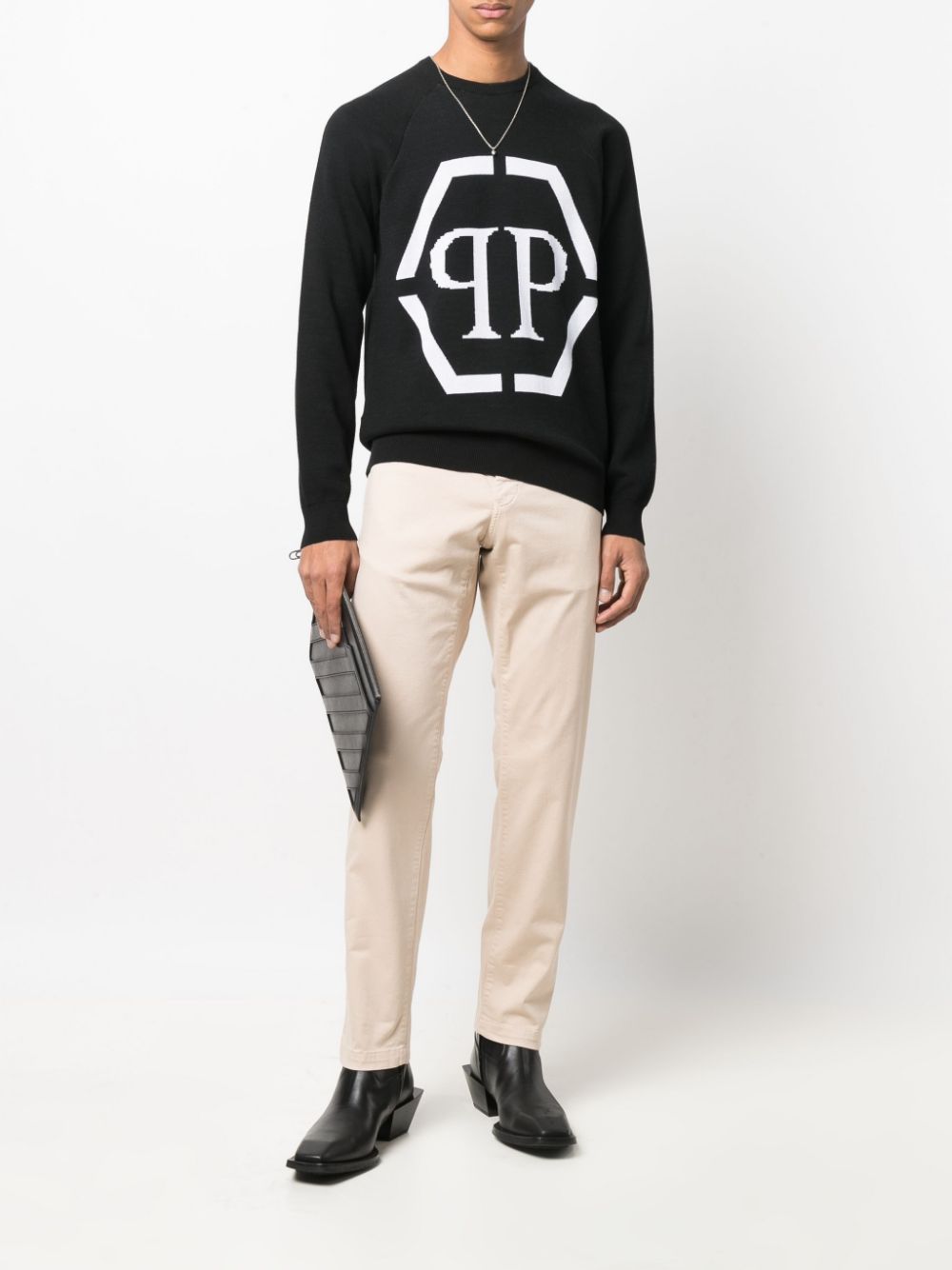 PHILIPP PLEIN Hexagon-Patch Slim-Fit Chinos
