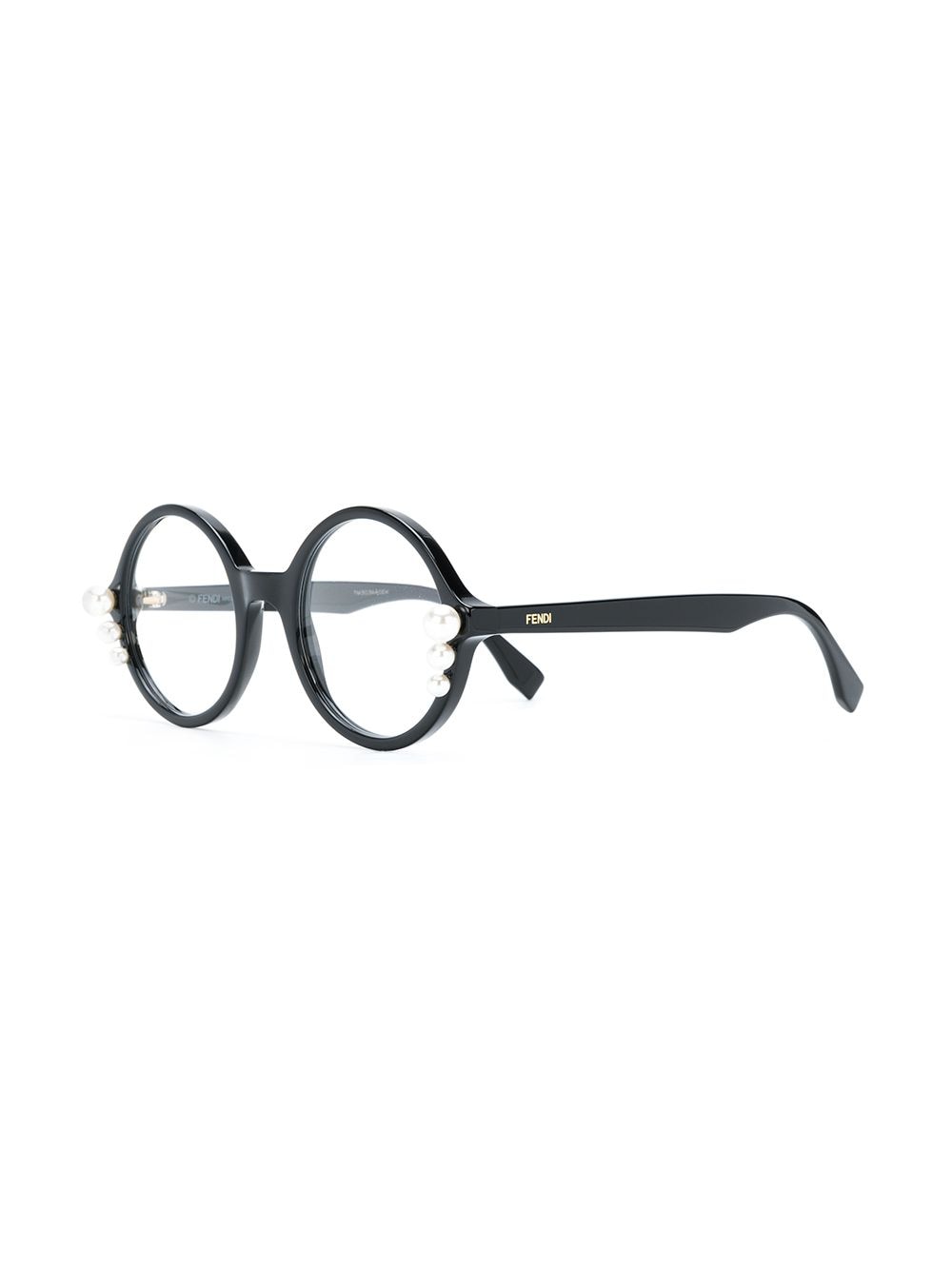 Fendi Ribbons And Pearls Round Glasses - Black | Editorialist display picture 3