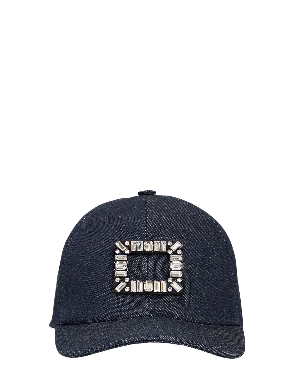 Roger Vivier Denim Hat with Embellished Buckle Broche Vivier denim flat cap in blue - Roger Vivier | Mytheresa main image 3