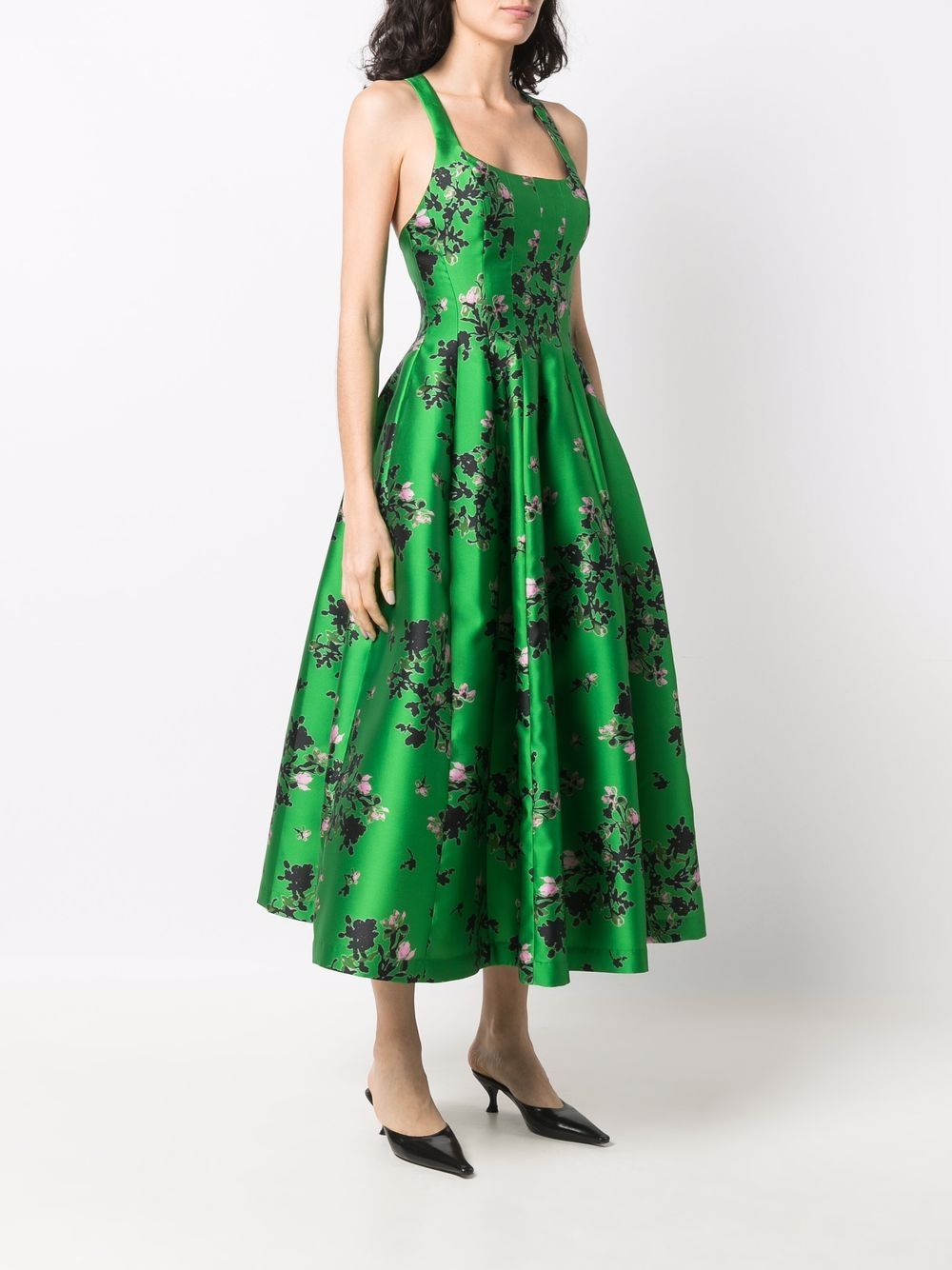philosophy di lorenzo serafini green dress Philosophy Di Lorenzo Serafini Floral-Print Mid-Length Dress - Green