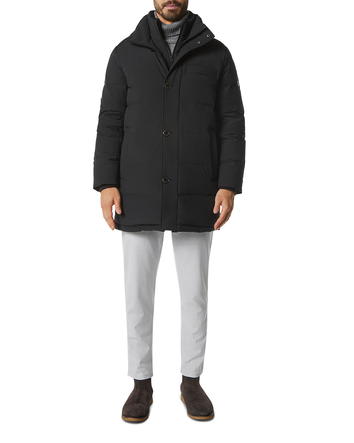 ANDREW MARC Andrew Marc Shelton Regular Fit Quilted Down Parka with Shearling Trim