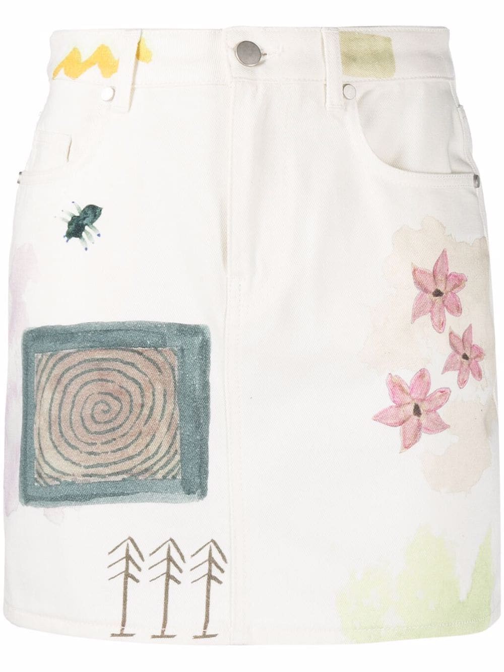 ALEXANDER MCQUEEN MCQ Floral-Print Denim Mini Skirt