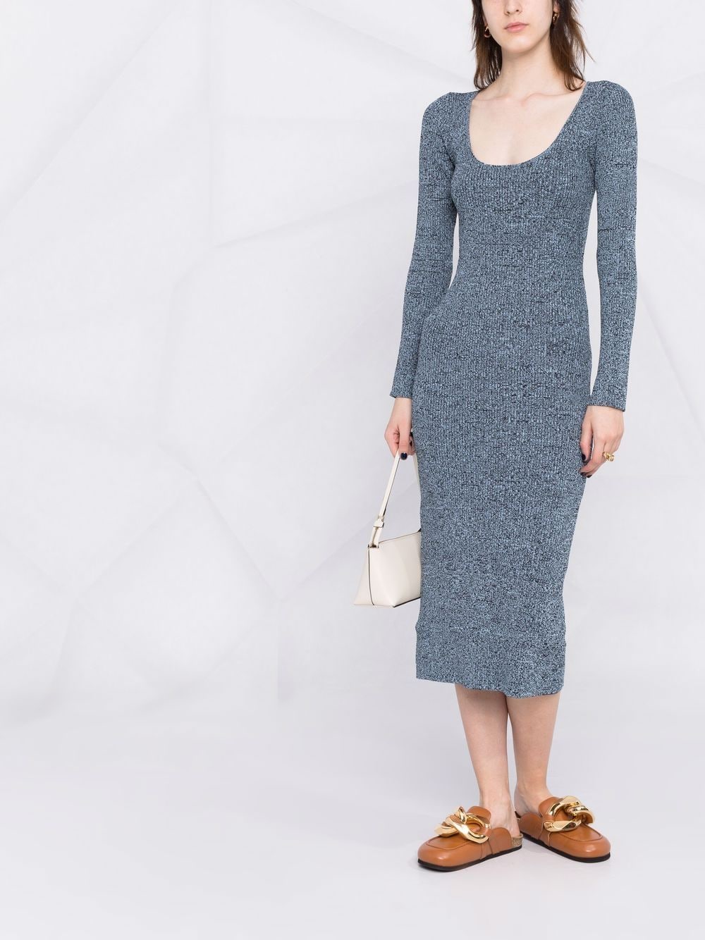 ganni melange knit dress Ganni Melange-Knit Dress In Blue - 62% Off