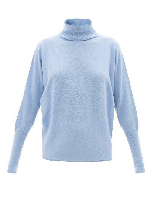 pale blue turtleneck
