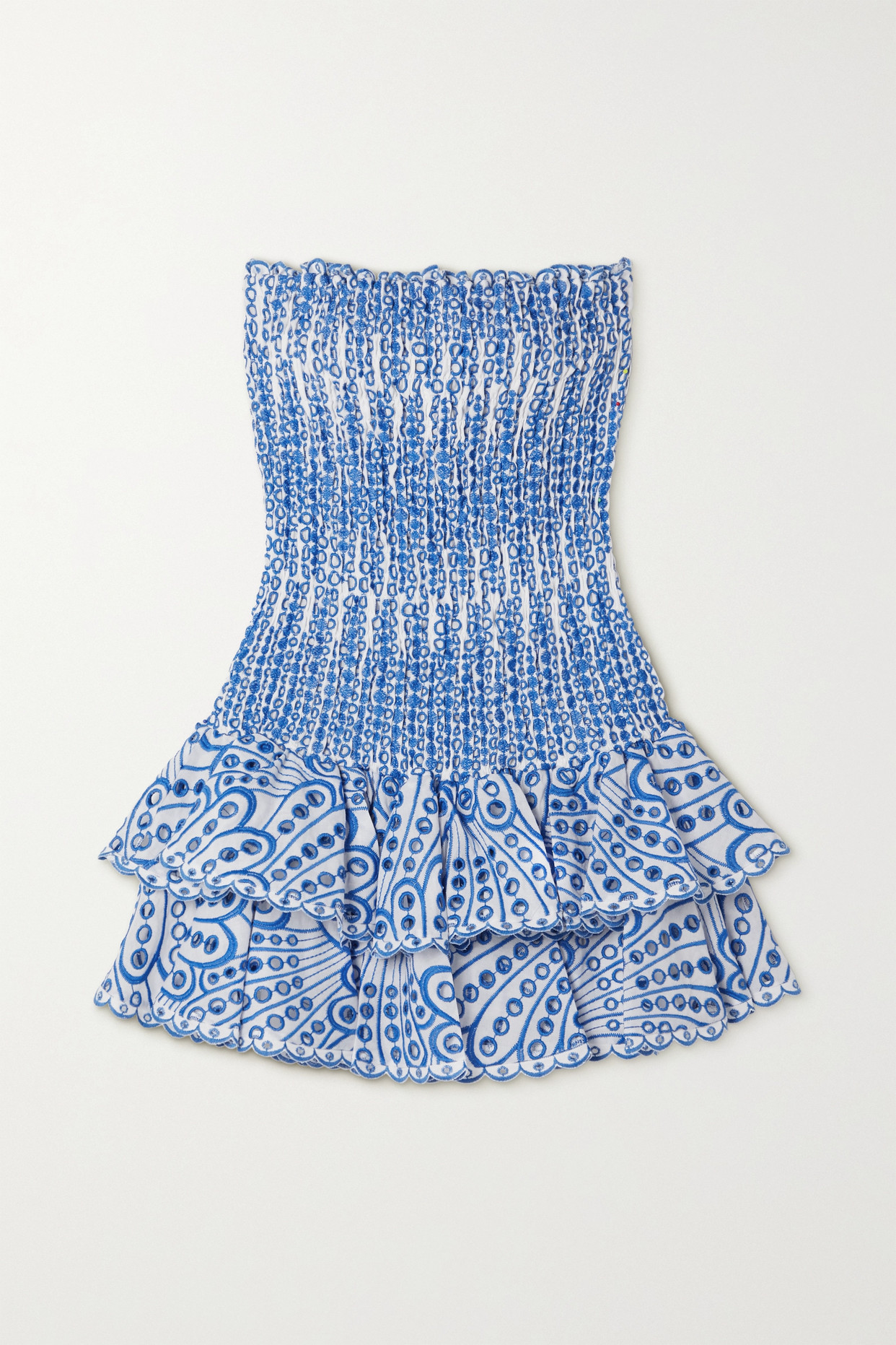 charo ruiz megan strapless broderie anglaise cotton blend mini dress Charo Ruiz Ibiza Megan Strapless Broderie Anglaise Cotton-Blend Mini Dress  In Blue - 30% Off