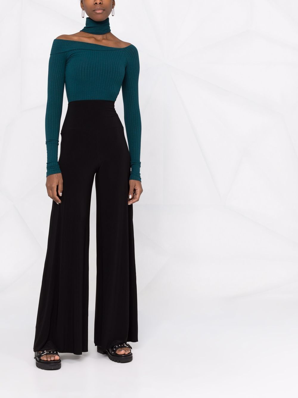 NORMA KAMALI Norma Kamali High-Waisted Wide-Leg Trousers