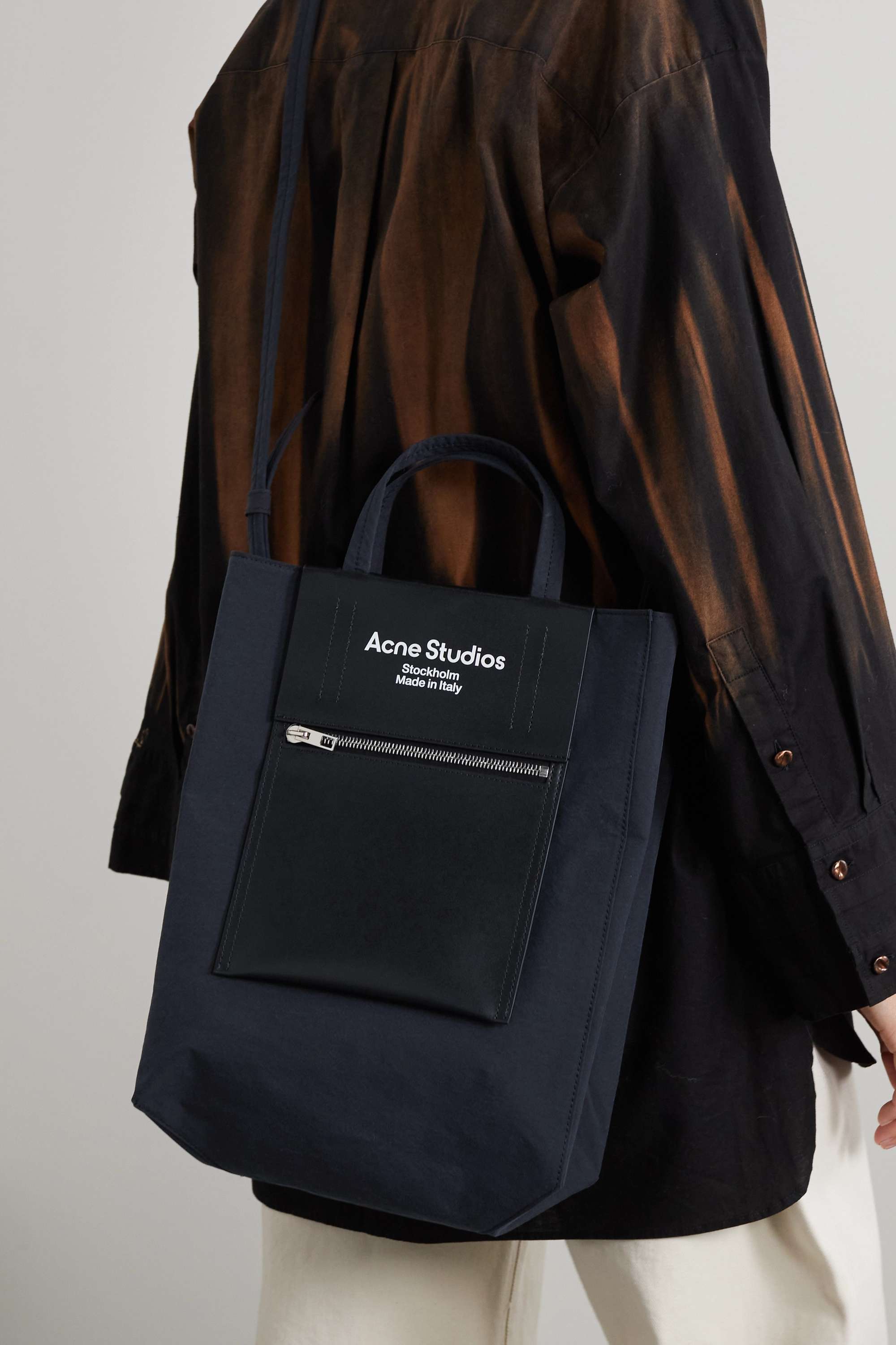 Acne Studios Baker Out Medium Canvas And Printed Leather Tote