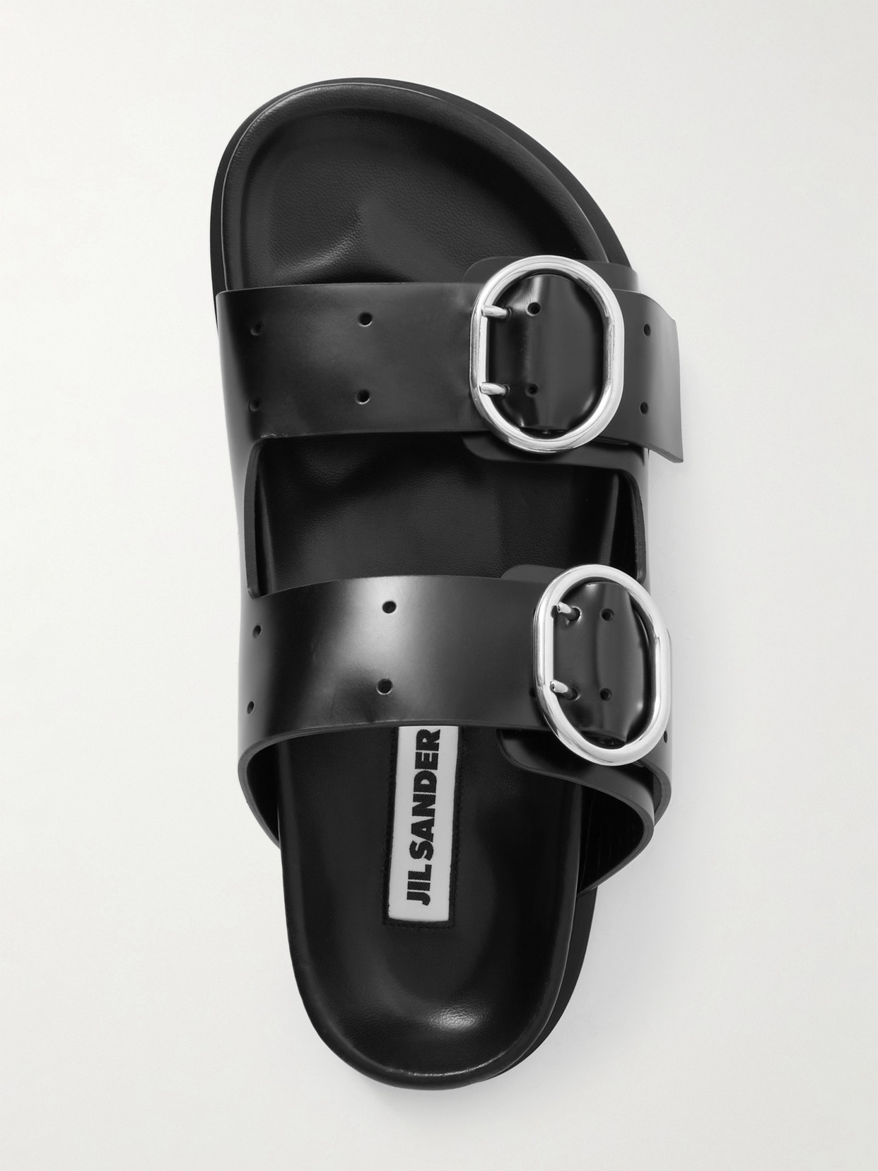 Buy JIL SANDER Leather Buckled Slides - Black At 60% Off