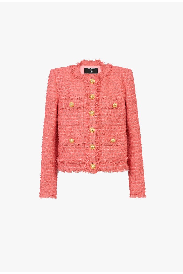 Balmain Pink Tweed Jacket - Salmon | Editorialist