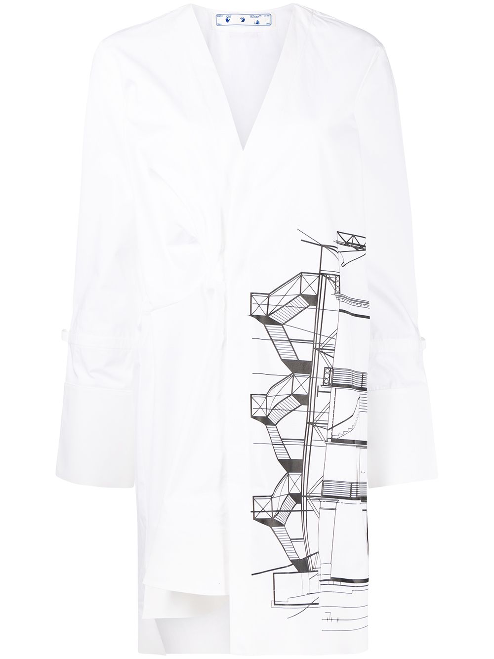 OFF-WHITE Graphic-Print Mini Dress with Tied Sleeves
