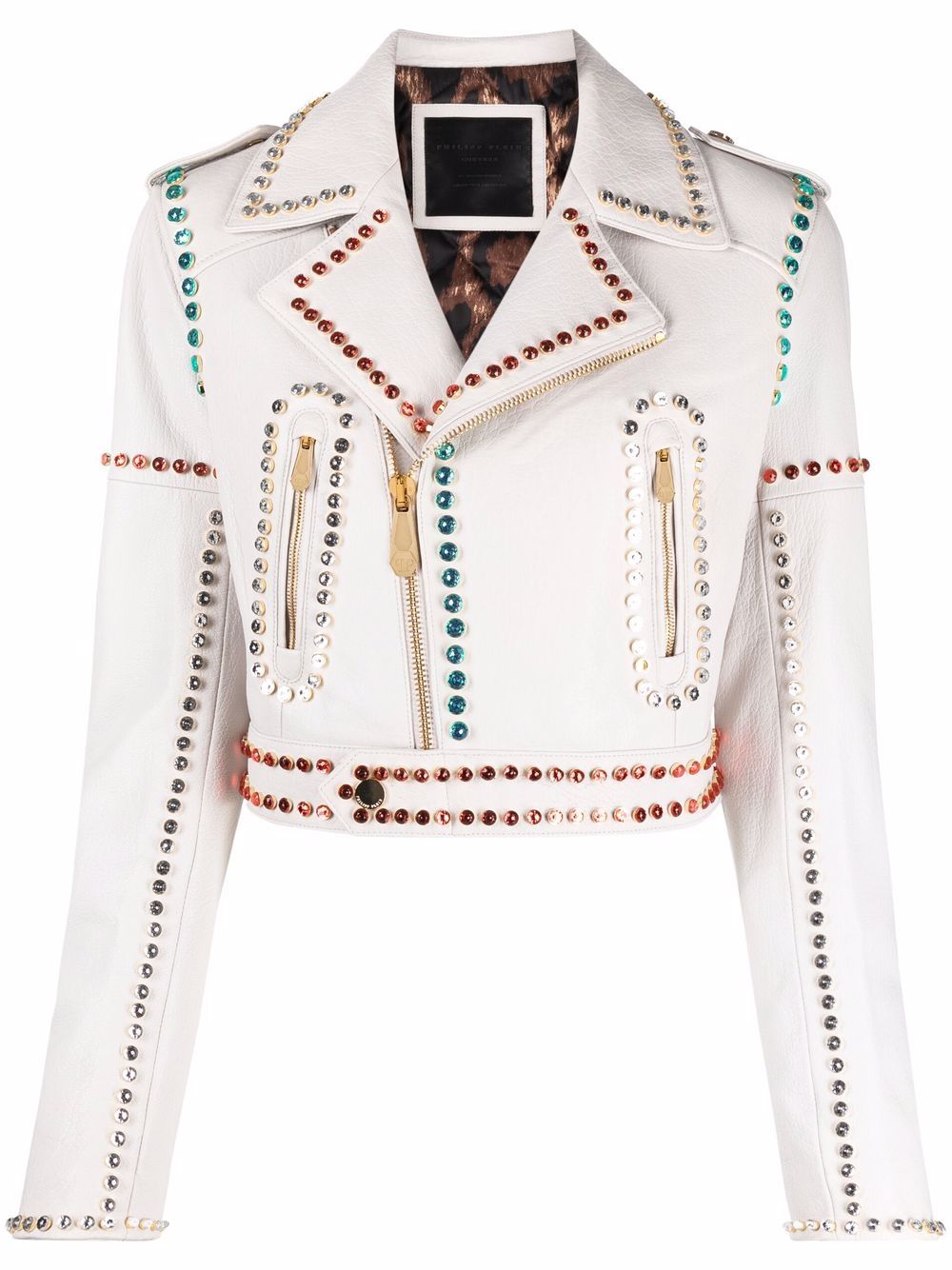 PHILIPP PLEIN Philipp Plein Crystal-Trim Studded Biker Jacket