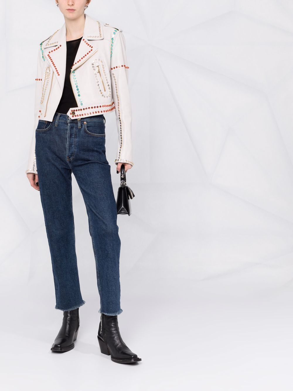 PHILIPP PLEIN Philipp Plein Crystal-Trim Studded Biker Jacket