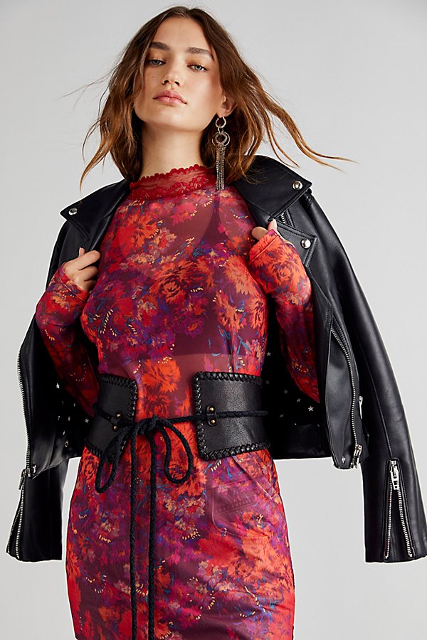 Free People Selena Leather Corset Belt Free People Selena Leather Corset Belt By - Classic Camel  main image 3