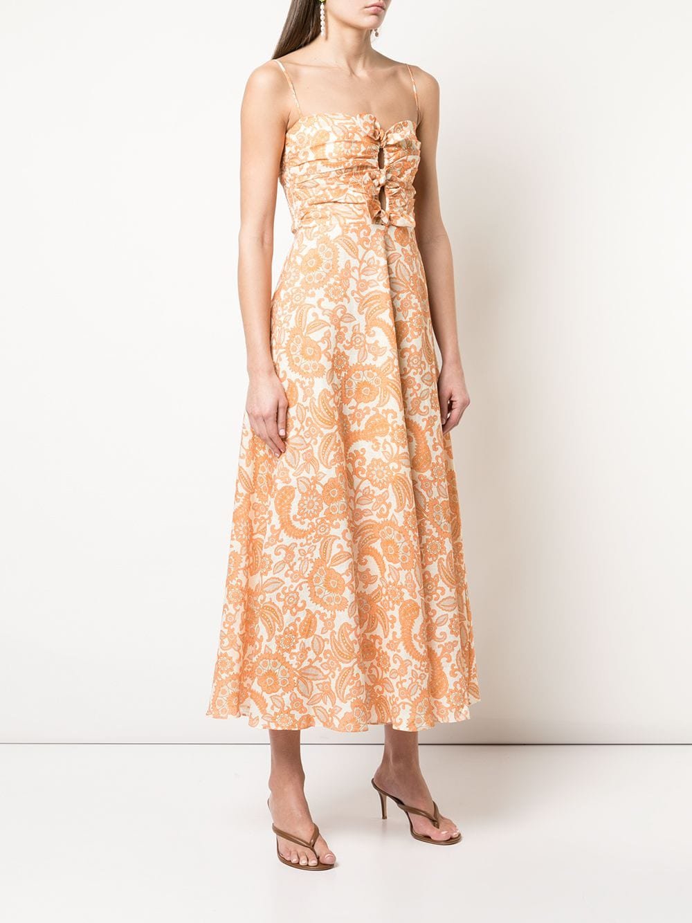 knee length dresses for ladies ZIMMERMANN Embroidered Dress Ivory – REAWAKE main image 1