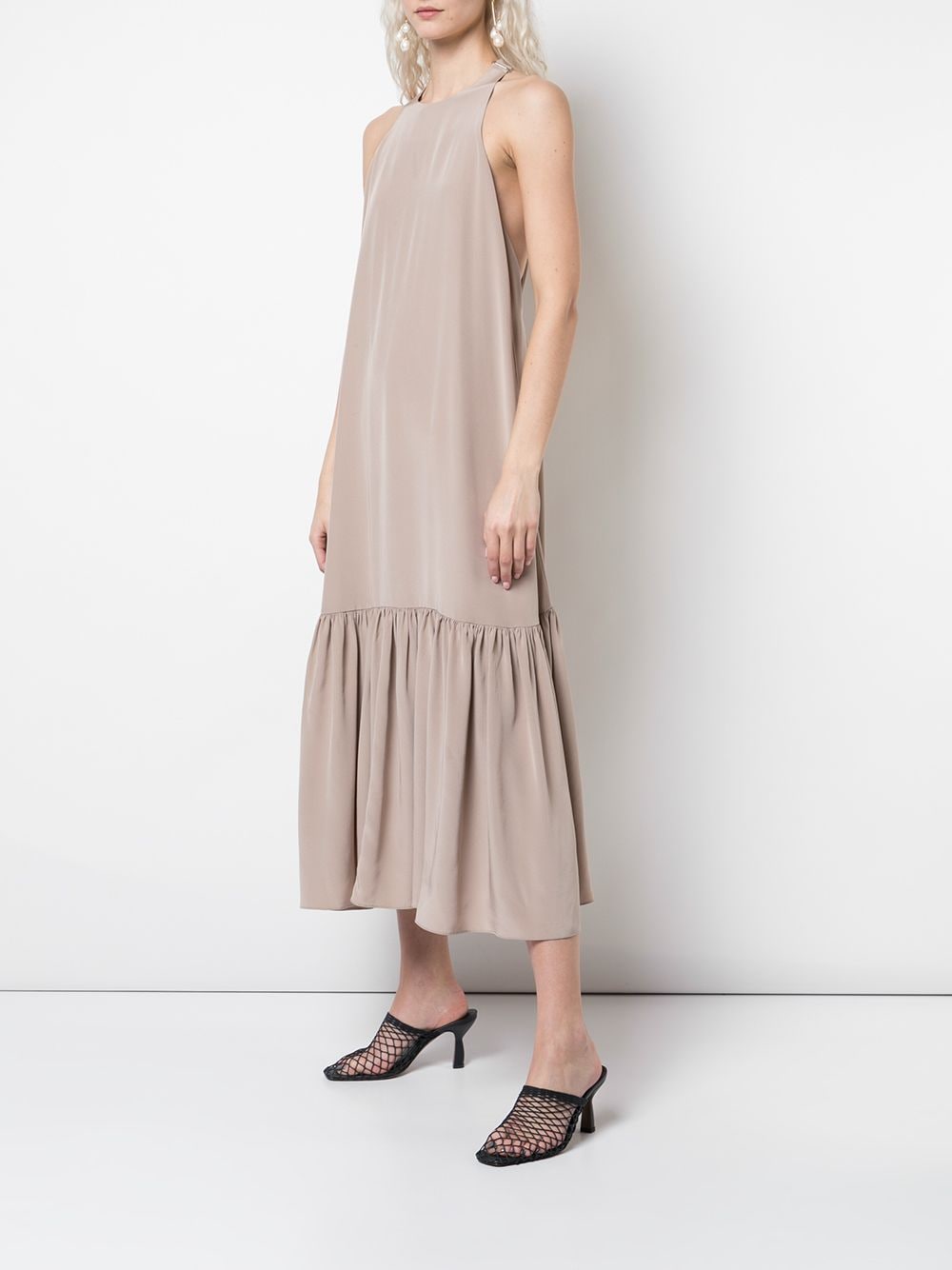 Tibi Eco Silk Halter Midi Dress - Brown | Editorialist