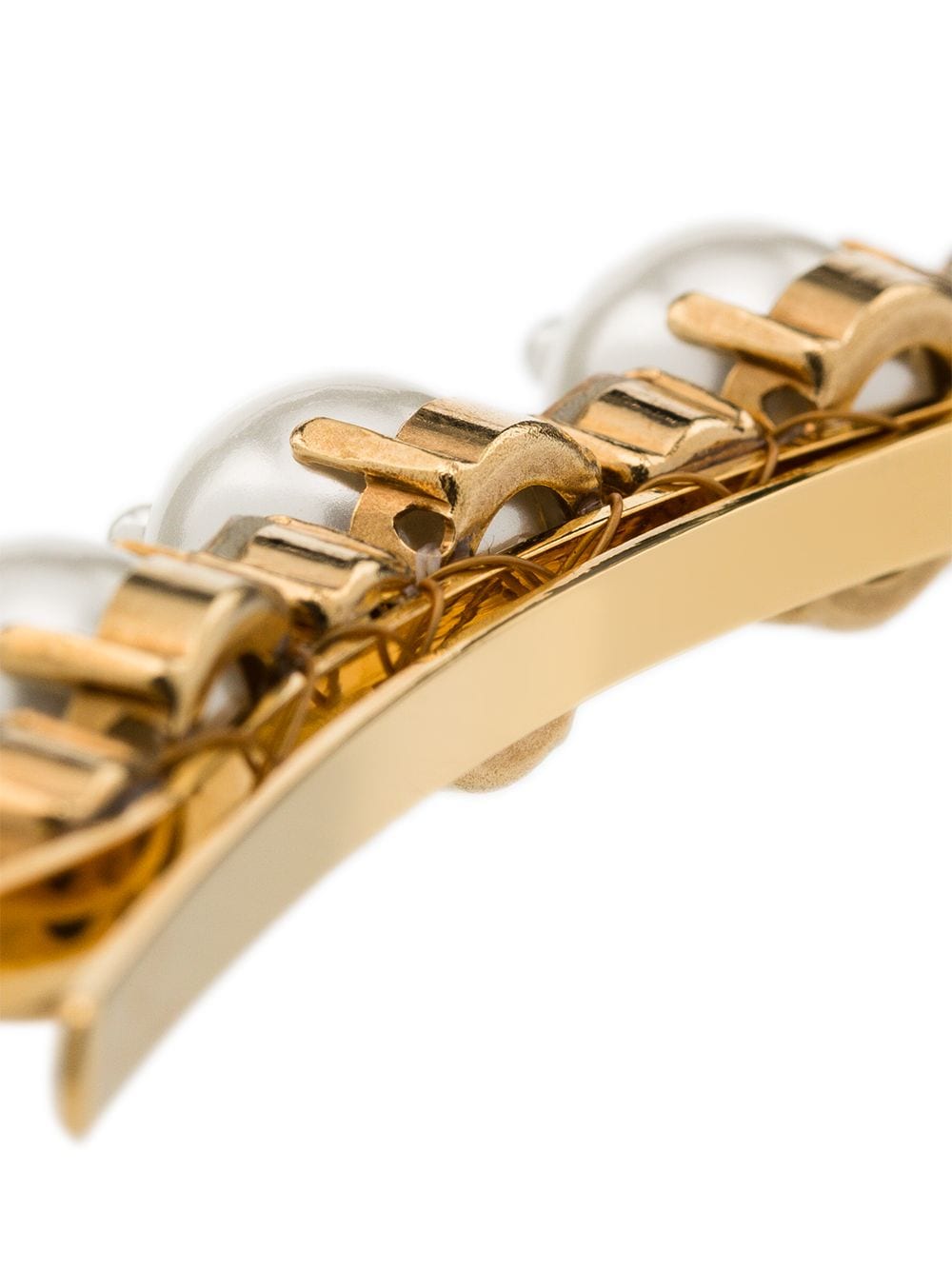 Simone Rocha Gold Pearl & Crystal Oval Hair Clip Simone Rocha Tone Crystal And Pearl Hair Clip - Gold  main image 4
