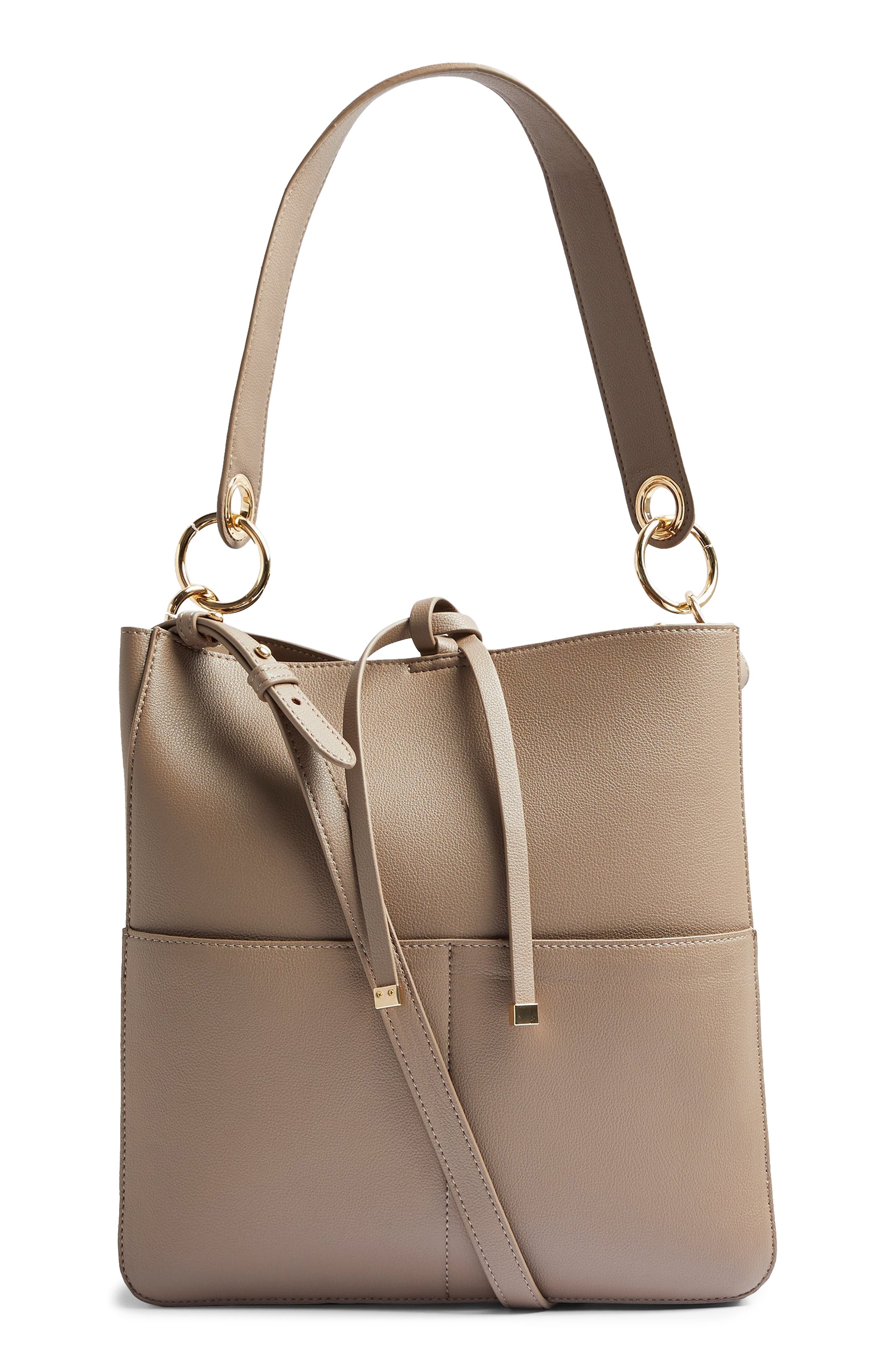 Topshop Double Pocket Faux Leather Hobo 