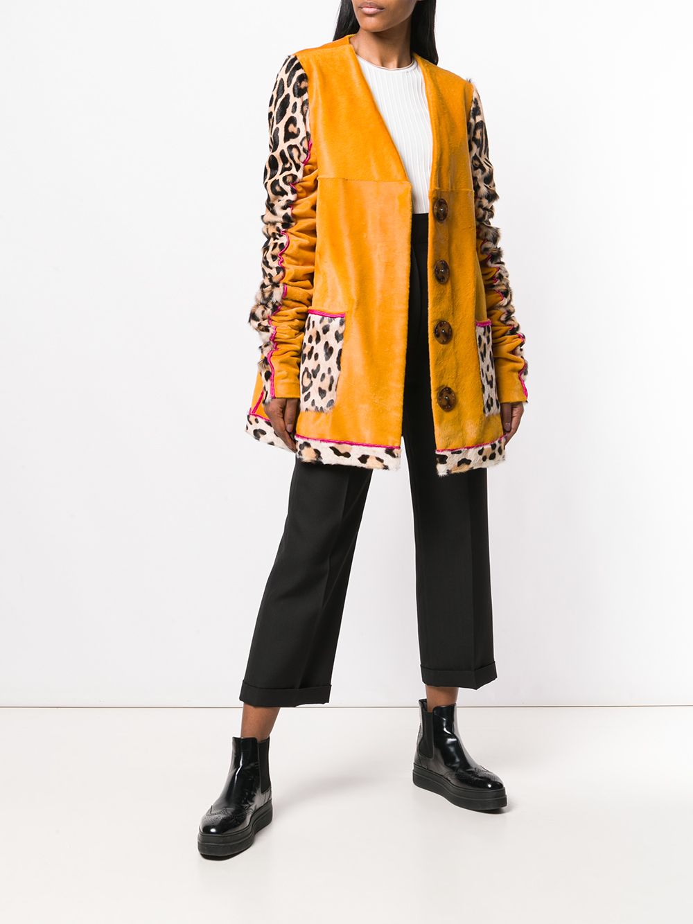 LISKA Animal Printed Sleeves Coat