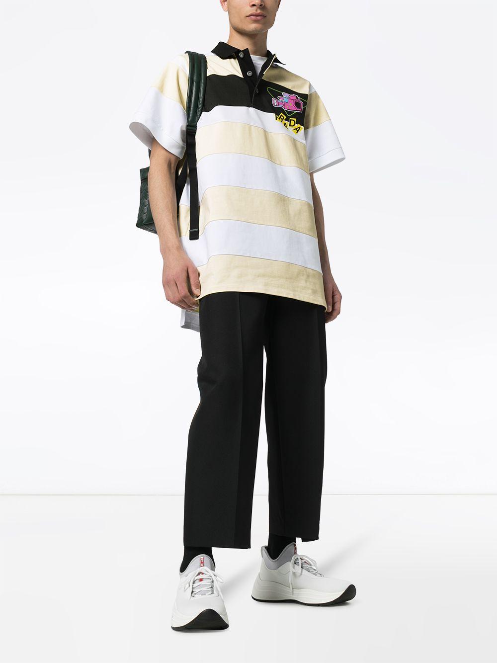 PRADA PRADA Striped Camera Logo Polo Shirt