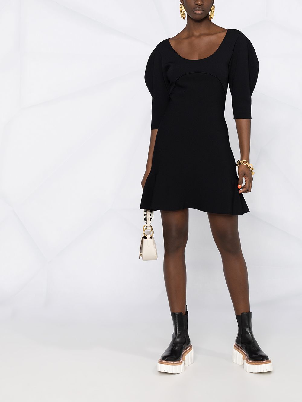 STELLA MCCARTNEY Stella McCartney Scoop Neck Puff Sleeve Knitted Dress