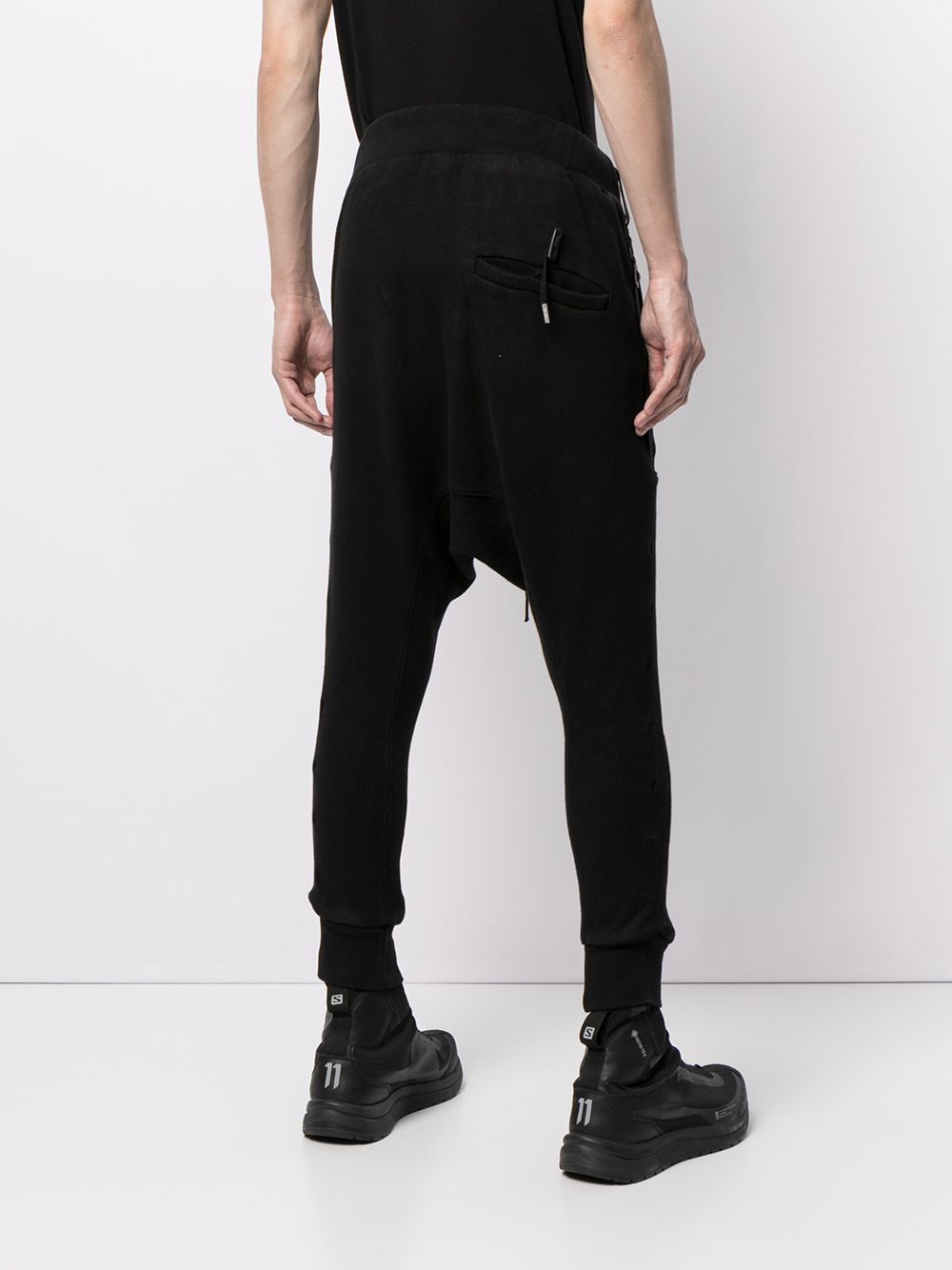 Julius Drop-Crotch Cropped Track Pants In Black - 47% Off