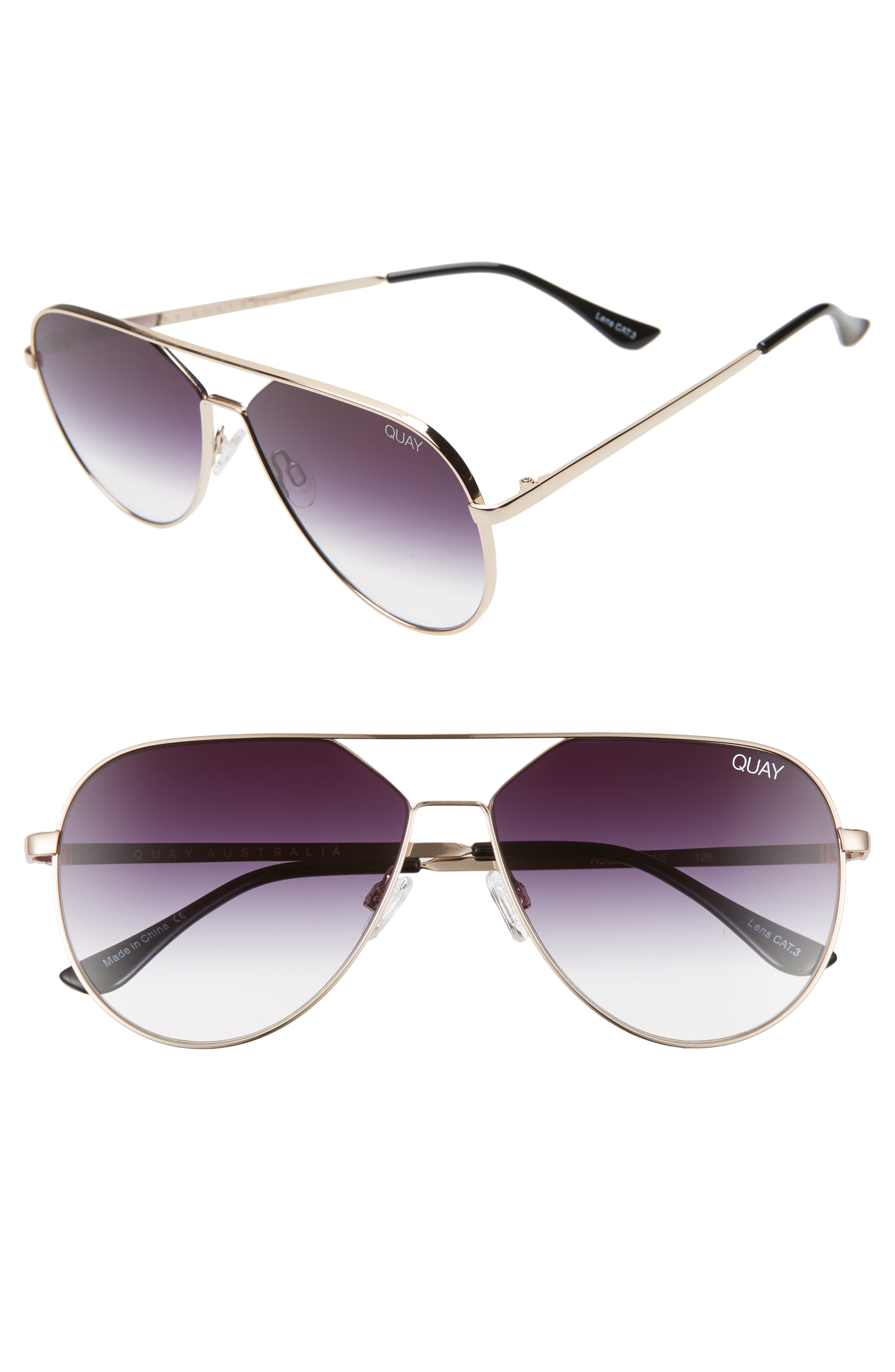 Quay Australia Hold Please 55mm Aviator Sunglasses In Gold  display picture 1