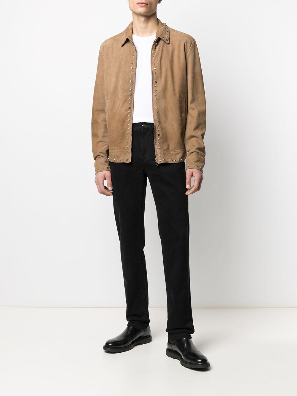 DONDUP DONDUP Stud Embellished Suede Zip-Up Jacket