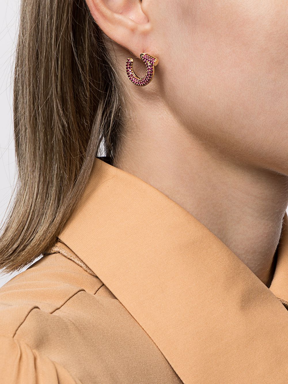 Twisted chain Gancini hoop earrings (L) - Women | Ferragamo Ferragamo Gancini Resin Hoops Womens display picture 1