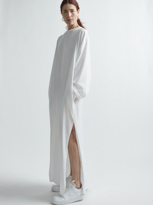 raey t shirt dress Raey Recycled-Yarn Cotton-Blend Maxi T-Shirt Dress - White