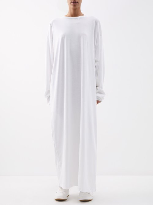 raey t shirt dress Raey Recycled-Yarn Cotton-Blend Maxi T-Shirt Dress - White