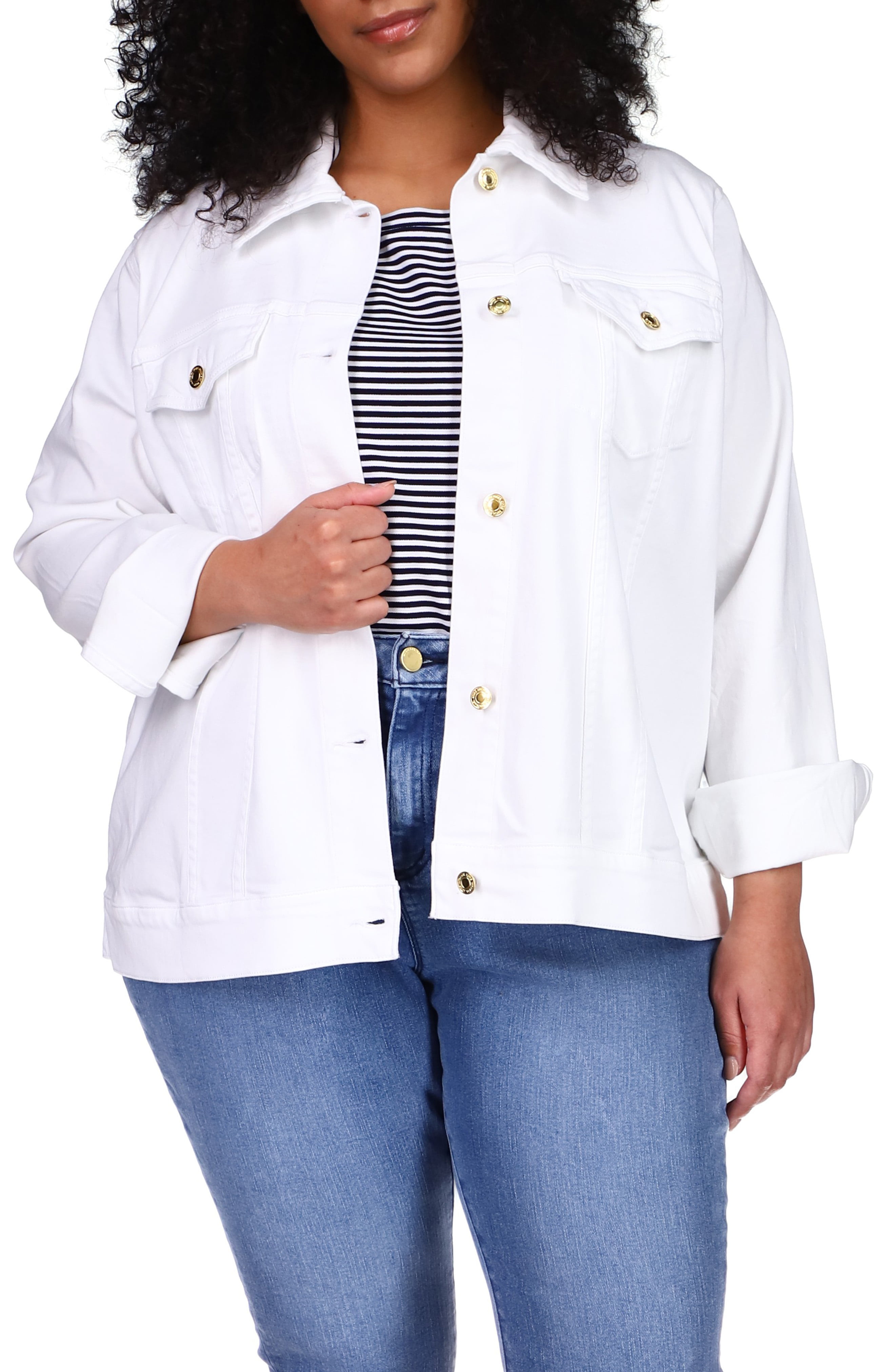 plus size white denim jacket
