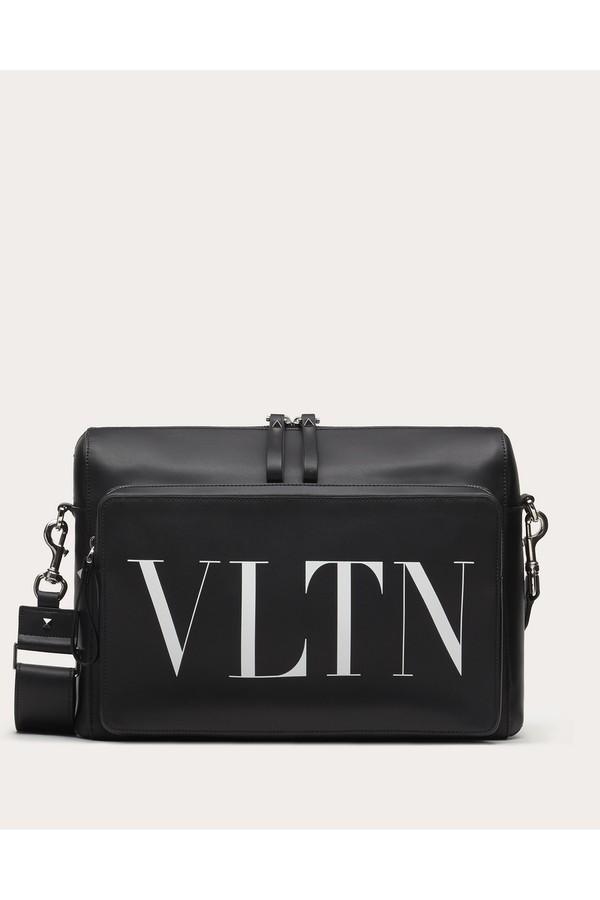 Valentino Garavani Leather Vltn Messenger Bag - Black | Editorialist