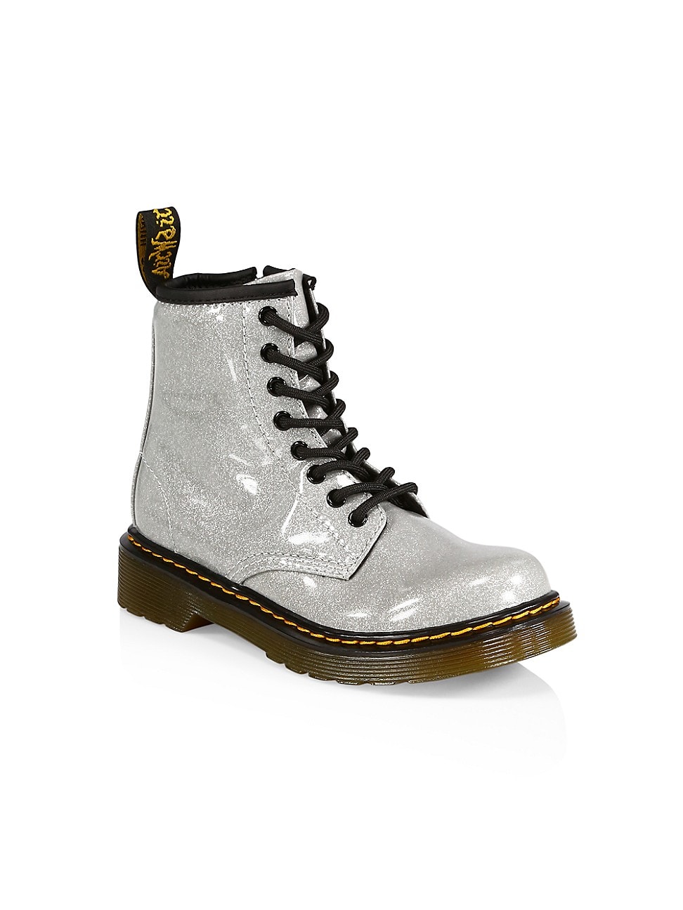 silver glitter combat boots