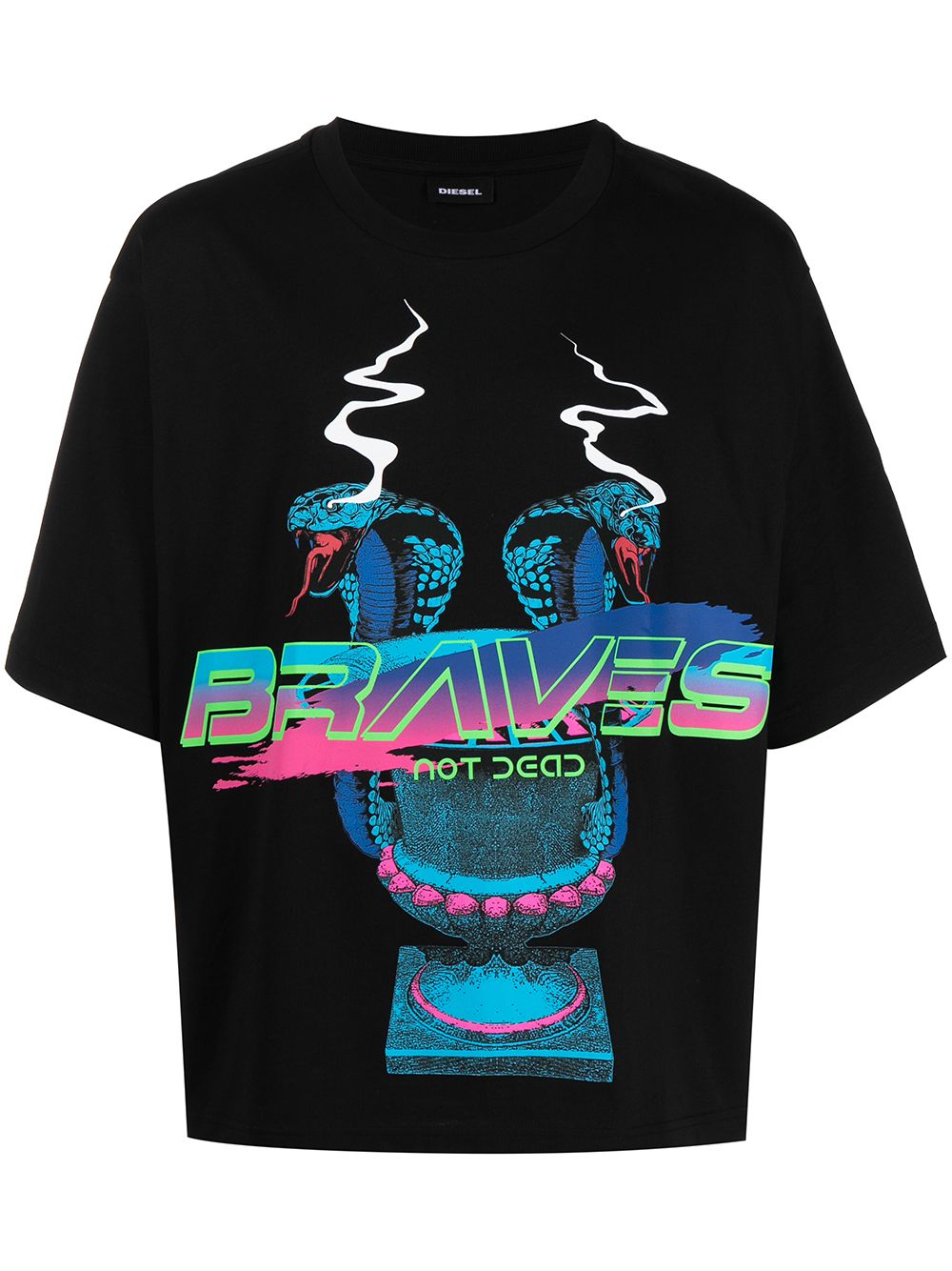 Diesel Braves Not Dead Cobra Print T-Shirt In Black - 30% Off 