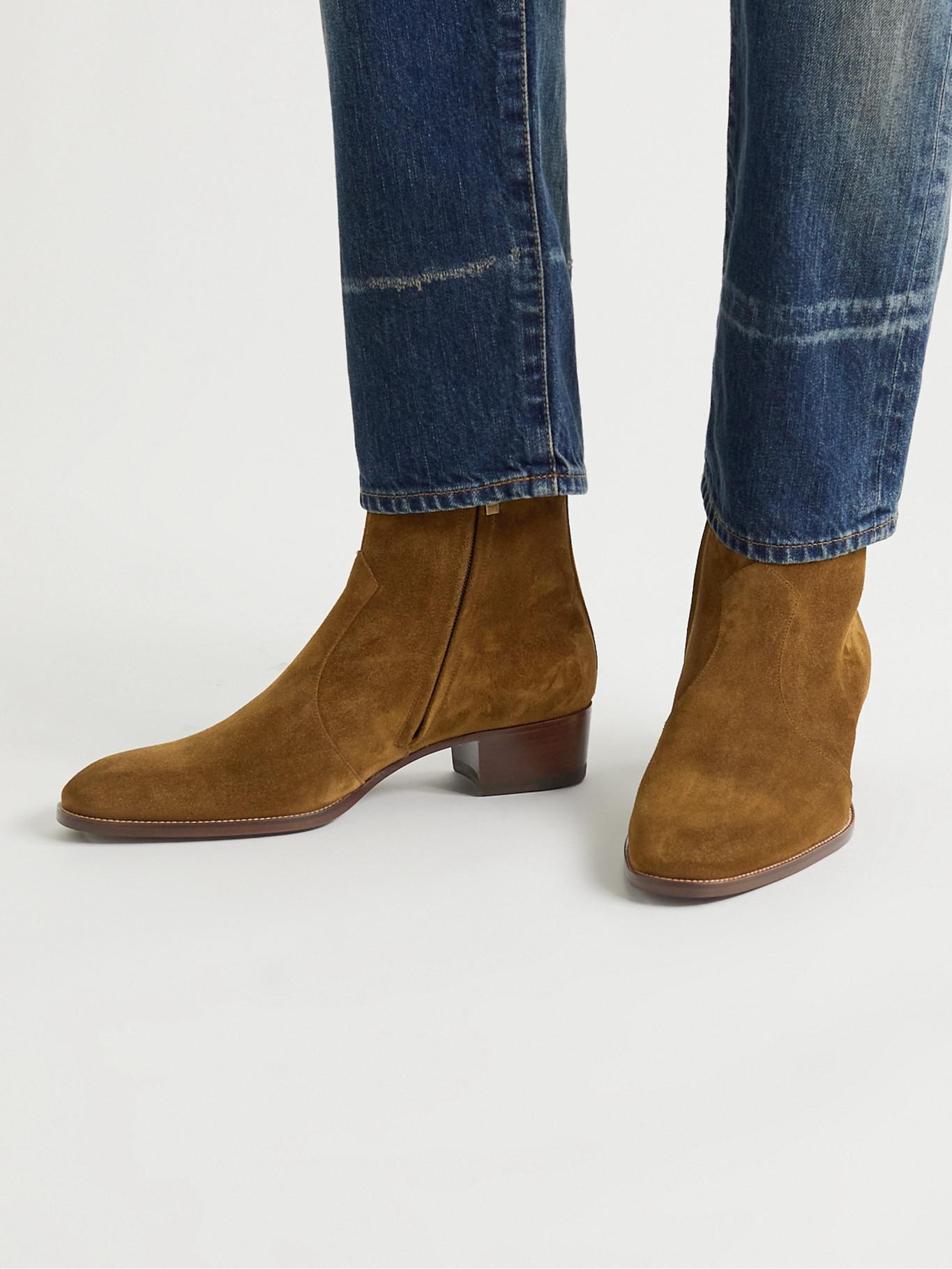 Men\'s SAINT LAURENT Suede WYATT Boot in SABLE BRAUN Saint Laurent  main image 2