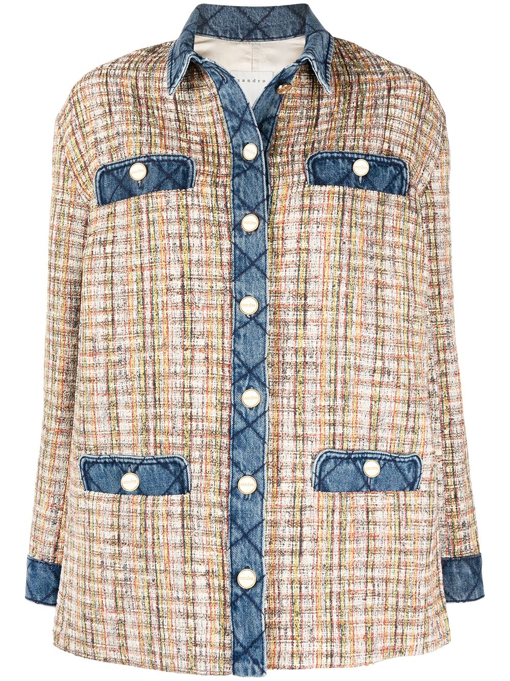 Sandro Tweed Denim Jacket Sandro Jacket In Blue Lyst Canada