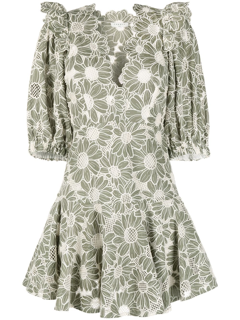 Sandro Floral Open-Knit Mini Dress In Green - 44% Off | Editorialist Sandro Floral Open-Knit Mini Dress In Green - 44% Off | Editorialist