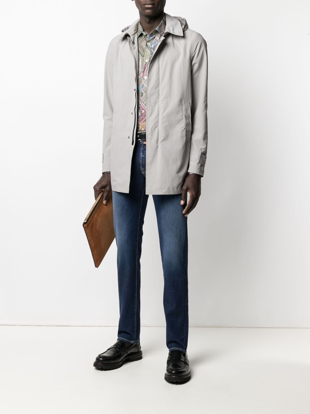 HERNO Herno Long-Sleeve Zip-Up Jacket with Classic Collar